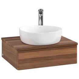 Villeroy & Boch Villeroy und Boch Antao Waschtisch-Unterschrank L07052HM mit Beleuchtung, 60x19x50cm, Hahnloch, Waschbeckenplattenfarbe warm walnut, warm walnut