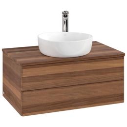 Villeroy & Boch Villeroy und Boch Antao Waschtisch-Unterschrank L19052HM mit Beleuchtung, 80x36x50cm, Hahnloch, Waschbeckenplattenfarbe warm walnut, warm walnut