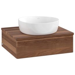 Villeroy & Boch Villeroy und Boch Antao Waschtisch-Unterschrank L07112HM mit Beleuchtung mit Struktur, 60x19x50cm, Waschbeckenplattenfarbe warm walnut, warm walnut