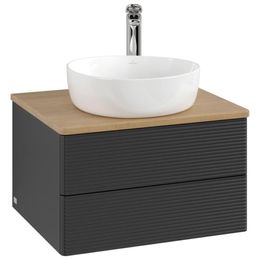 Villeroy & Boch Villeroy und Boch Antao Waschtisch-Unterschrank K18151PD 60x36x50cm, Hahnloch, Waschbeckenplattenfarbe honey oak, black matt lacquer