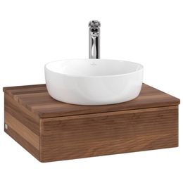 Villeroy & Boch Villeroy und Boch Antao Waschtisch-Unterschrank L07152HM mit Beleuchtung mit Struktur, 60x19x50cm, Hahnloch, Waschbeckenplattenfarbe warm walnut, warm walnut