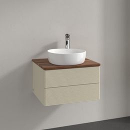 Villeroy & Boch Villeroy und Boch Antao Waschtisch-Unterschrank K18152HJ 60x36x50cm, Hahnloch, Waschbeckenplattenfarbe warm walnut, silk grey matt lacquer