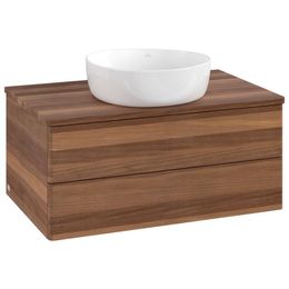 Villeroy & Boch Villeroy und Boch Antao Waschtisch-Unterschrank L19012HM mit Beleuchtung, 80x36x50cm, Waschbeckenplattenfarbe warm walnut, warm walnut