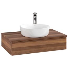 Villeroy & Boch Villeroy und Boch Antao Waschtisch-Unterschrank L08052HM mit Beleuchtung, 80x19x50cm, Hahnloch, Waschbeckenplattenfarbe warm walnut, warm walnut