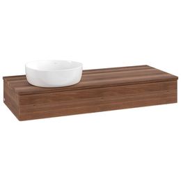 Villeroy & Boch Villeroy und Boch Antao Waschtisch-Unterschrank L11112HM mit Beleuchtung mit Struktur 120x19x50cm, Waschbeckenplattenfarbe warm walnut, warm walnut