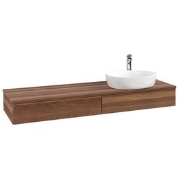 Villeroy & Boch Villeroy und Boch Antao Waschtisch-Unterschrank L16152HM mit Beleuchtung mit Struktur, 160x19x50cm, Hahnlochbohrung, Waschbeckenplattenfarbe warm walnut, warm walnut