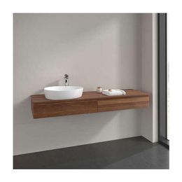 Villeroy & Boch Villeroy und Boch Antao Waschtisch-Unterschrank L15112HM mit Beleuchtung, 2 Ausz&uuml;ge, 1600 x 190 x 500 mm, Front mit Struktur, Warm Walnut / Warm Walnut