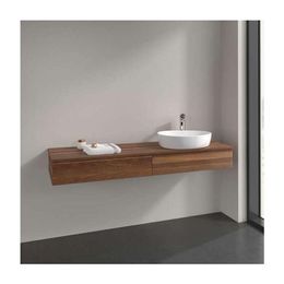 Villeroy & Boch Villeroy und Boch Antao Waschtisch-Unterschrank L16052HM mit Beleuchtung, 2 Ausz&uuml;ge, 1600 x 190 x 500 mm, Front ohne Struktur, Warm Walnut / Warm Walnut