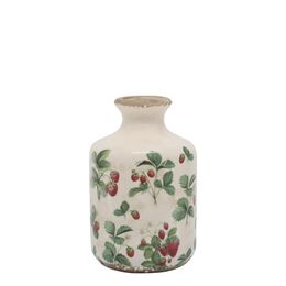 Chic Antique Dekoflasche Fraises Erdbeeren &ndash; Keramik im Landhausstil 7,5 cm, &Oslash; 11 cm skandinavische Deko Online Shop