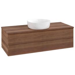 Villeroy & Boch Villeroy und Boch Antao Waschtisch-Unterschrank L21112HM mit Beleuchtung mit Struktur, 120x36x50cm, Waschbeckenplattenfarbe warm walnut, warm walnut