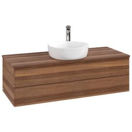 Villeroy & Boch Villeroy und Boch Antao Waschtisch-Unterschrank L21052HM mit Beleuchtung, 120x36x50cm, Hahnloch, Waschbeckenplattenfarbe warm walnut, warm walnut