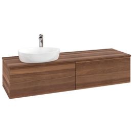 Villeroy & Boch Villeroy und Boch Antao Waschtisch-Unterschrank L37152HM mit Beleuchtung mit Struktur, 160x36x50cm, Hahnlochbohrung, Waschbeckenplattenfarbe warm walnut, warm walnut