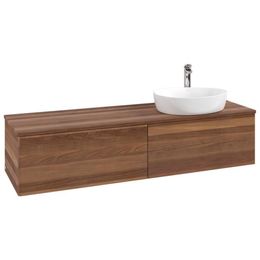 Villeroy & Boch Villeroy und Boch Antao Waschtisch-Unterschrank L38052HM mit Beleuchtung, 160x36x50cm, Hahnlochbohrung, Waschbeckenplattenfarbe warm walnut, warm walnut