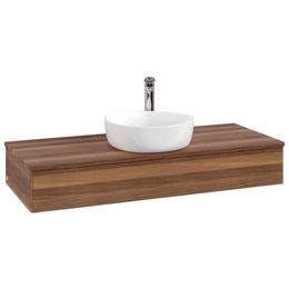 Villeroy & Boch Villeroy und Boch Antao Waschtisch-Unterschrank L10052HM mit Beleuchtung, 120x19x50cm, Hahnloch, Waschbeckenplattenfarbe warm walnut, warm walnut