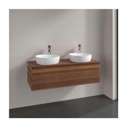 Villeroy & Boch Villeroy und Boch Antao Waschtisch-Unterschrank L35112HM mit Beleuchtung, 1 Auszug, 1200 x 360 x 500 mm, Front mit Struktur, Warm Walnut / Warm Walnut