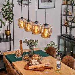 hofstein Vevino Pendelleuchte Glas 15 cm Schwarz, 4-flammig
