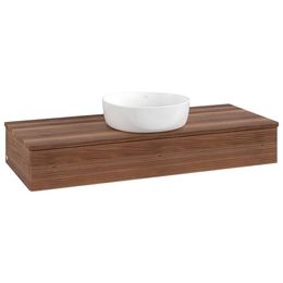 Villeroy & Boch Villeroy und Boch Antao Waschtisch-Unterschrank L10112HM mit Beleuchtung mit Struktur, 120x19x50cm, Waschbeckenplattenfarbe warm walnut, warm walnut