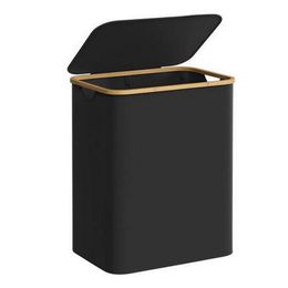 Boxxx W&auml;schekorb, Schwarz, Metall, Kunststoff, Textil, Naturmaterialien, Lederlook, 150 L, rechteckig, 60x70.5x38.5 cm, Tragegriffe, Deckel, zusammenfaltbar, Ordnen & Aufbewahren, W&auml;schek&ouml;rbe & Tonnen