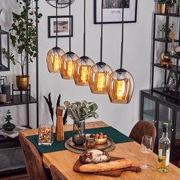 hofstein Vevino Pendelleuchte Glas 15cm Bernsteinfarben, 5-flammig