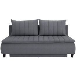 P & B Boxspringsofa, Dunkelgrau, Holz, Buche, 3-Sitzer, F&uuml;llung: Polyetherschaumkern, Silikon, 208x102x96 cm, Made in EU, Schlafen auf Sitzh&ouml;he, Wohnzimmer, Sofas & Couches, Schlafsofas, Schlafsofas mit Bettkasten