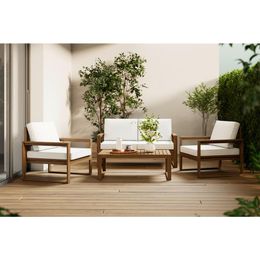 Ambia Garden Loungegarnitur, Akazie, Holz, Akazie, Hartholz, F&uuml;llung: Baumwollf&uuml;llung, Polyester,Polyurethan (Pur), 132x70x72 cm, Loungem&ouml;bel, Gartenlounge-Sets