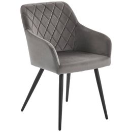 Livetastic Armlehnstuhl, Grau, Schwarz, Metall, Textil, Rundrohr, 54x86x60 cm, Esszimmer, St&uuml;hle, Esszimmerst&uuml;hle, Armlehnenst&uuml;hle
