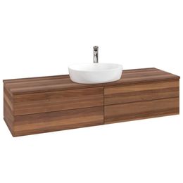 Villeroy & Boch Villeroy und Boch Antao Waschtisch-Unterschrank L25052HM mit Beleuchtung, 160x36x50cm, Hahnlochbohrung, Waschbeckenplattenfarbe warm walnut, warm walnut
