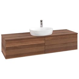Villeroy & Boch Villeroy und Boch Antao Waschtisch-Unterschrank L25152HM mit Beleuchtung mit Struktur, 160x36x50cm, Hahnlochbohrung, Waschbeckenplattenfarbe warm walnut, warm walnut