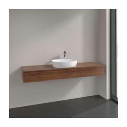 Villeroy & Boch Villeroy und Boch Antao Waschtisch-Unterschrank L14112HM mit Beleuchtung, 2 Ausz&uuml;ge, 1600 x 190 x 500 mm, Front mit Struktur, Warm Walnut / Warm Walnut