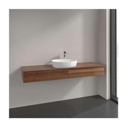 Villeroy & Boch Villeroy und Boch Antao Waschtisch-Unterschrank L14012HM mit Beleuchtung, 2 Ausz&uuml;ge, 1600 x 190 x 500 mm, Front ohne Struktur, Warm Walnut / Warm Walnut