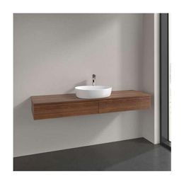Villeroy & Boch Villeroy und Boch Antao Waschtisch-Unterschrank L14152HM mit Beleuchtung mit Struktur, 160x19x50cm, Hahnlochbohrung, Waschbeckenplattenfarbe warm walnut, warm walnut