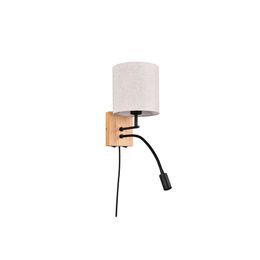 Trio Leuchten Wandleuchte Nilam, Braun, Wei&szlig;, Holz, Textil, warmwei&szlig;, 30 cm, Lampen & Leuchten, Innenbeleuchtung, Spots & Strahler, Wandstrahler