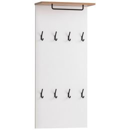 Mid.you Garderobenpaneel, Wei&szlig;, Eiche, Holzwerkstoff, 50x110.6x19.9 cm, Aufh&auml;ngem&ouml;glichkeit, Hutablage, Kleiderstange, Garderobe, Garderobenpaneele, Garderobenpaneele