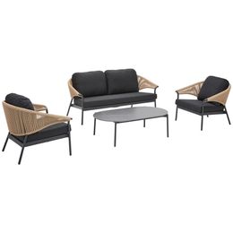 Dieter Knoll Collection Dieter Knoll Gartenset Celia, Natur, Schwarz, Textil, 4-teilig, F&uuml;llung: Schaumstoff,Polyester, Gartenm&ouml;bel, Gartenm&ouml;bel-Sets