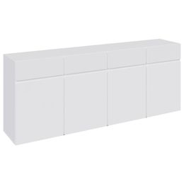 Xora Sideboard, Wei&szlig;, Kunststoff, 4 F&auml;cher, 4 Schublade(n) Schubladen, 200x79.6x39.8 cm, Wohnzimmer, Kommoden & Sideboards, Sideboards