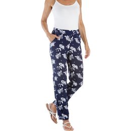 CR&Eacute;ATION L Damen Hose floral bedruckt nachtblau-wei&szlig;-bedruckt Gr&ouml;&szlig;e 25