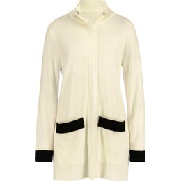CR&Eacute;ATION L Damen Longstrickjacke mit Rei&szlig;verschluss ecru-schwarz Gr&ouml;&szlig;e 50