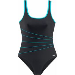 Lascana Damen Badeanzug schwarz-t&uuml;rkis Gr&ouml;&szlig;e 38