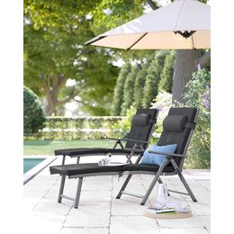 Sonnenliege 6cm dicke Matratze Grau/Schwarz