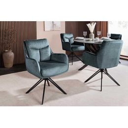 Riess Ambiente Drehbarer Stuhl PROMETHEUS petrol Vogue Velours Samt Taschenfederkern Metallgestell Polsterstuhl Riess-Ambiente Esszimmerstuhl K&uuml;chenstuhl...