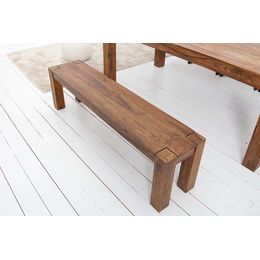 Riess Ambiente Massive Sitzbank MAKASSAR 140cm braun Sheesham stone finish Holzbank Maserung Riess-Ambiente Natur Kolonial