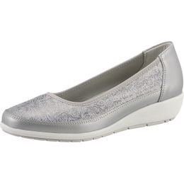 Damen Ballerina silberfarben-gemustert, Gr&ouml;&szlig;e 41