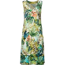 COMODO Damen Sommerkleid champagner-petrol-bedruckt Gr&ouml;&szlig;e 36/38