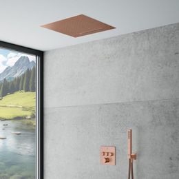 Mariner Duschsystem mit Eden edge Thermostat inkl. Grundk&ouml;rper, Regenpaneel f&uuml;r Deckeneinbau mit 2 Strahlarten und Metall-Brauseset, EDE2903-RS#Set2,