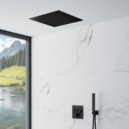 Mariner Duschsystem mit Eden edge Thermostat inkl. Grundk&ouml;rper, Regenpaneel f&uuml;r Deckeneinbau mit 2 Strahlarten und Metall-Brauseset, EDE2903-NO#Set2,
