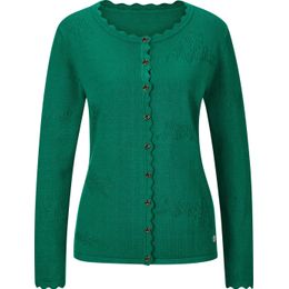 CREATION L PREMIUM Damen Ajourstrickjacke mit 55% Seide gr&uuml;n Gr&ouml;&szlig;e 36