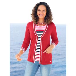 WITT Damen Ringelshirt mit garngef&auml;rbtem Muster, erdbeere-wei&szlig;-gestreift, Gr&ouml;&szlig;e 38