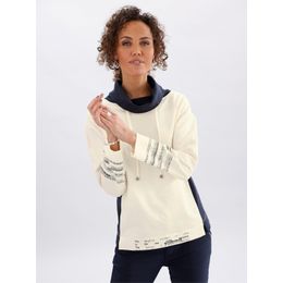 WITT Damen Sweatshirt mit Kontrast-Eins&auml;tzen, champagner-marine, Gr&ouml;&szlig;e 38