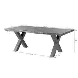 Baumtisch Akazie 200x100x77 Akazie natur lackiert / X-Beine anthrazit gl&auml;nzend FREEFORM 5