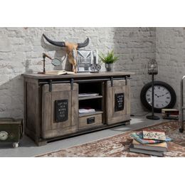 Sideboard Mango 128x45x70 grau lackiert RAILWAY #202